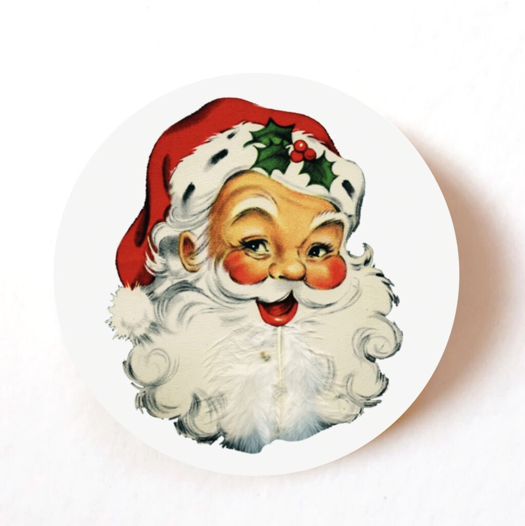 Vintage Father Christmas Stickers - 24-Pack Retro Holiday Paper Labels ...
