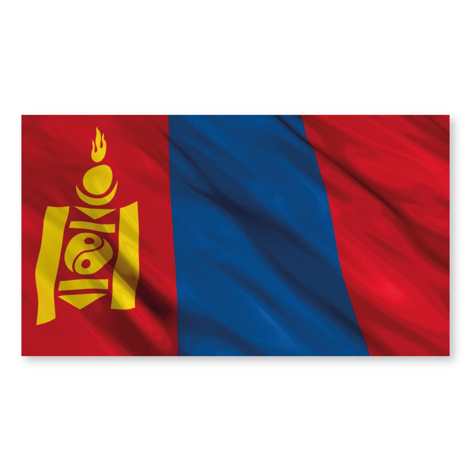Mongolian Flag, 500x280mm, White Self-adhesive Vinyl - stika.co
