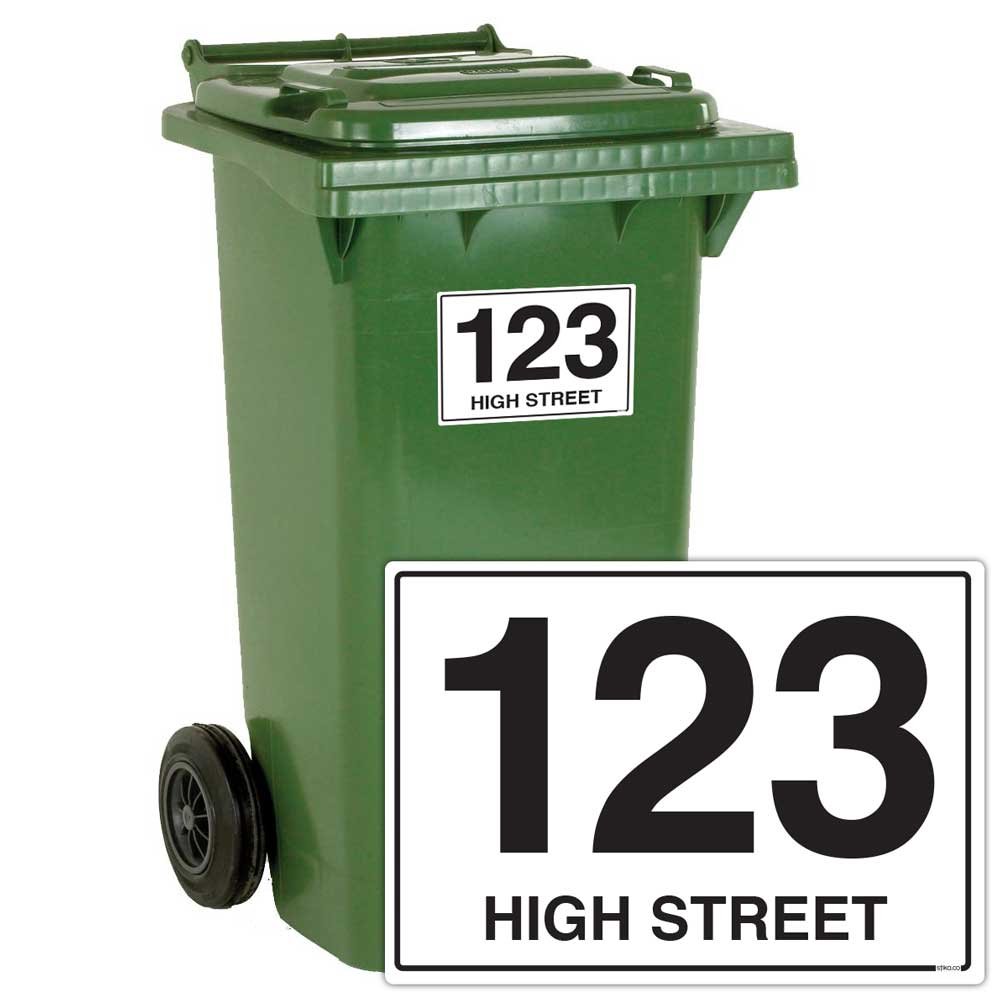Pack of 4 Custom Bin number stickers, White Self-adhesive Vinyl - stika.co