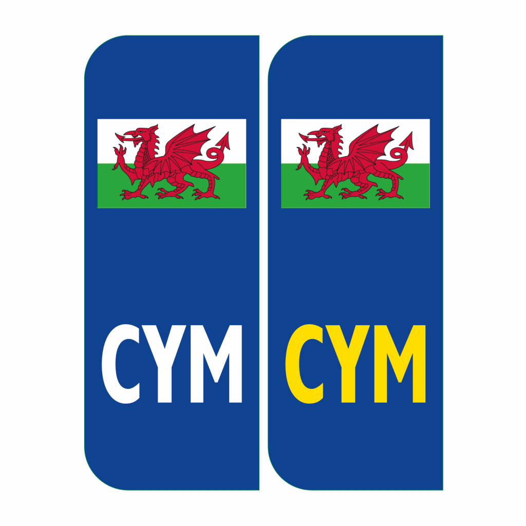 2 CYM Welsh Jack Flag badge Car REFLECTIVE Number Plate Vinyl Stickers ...