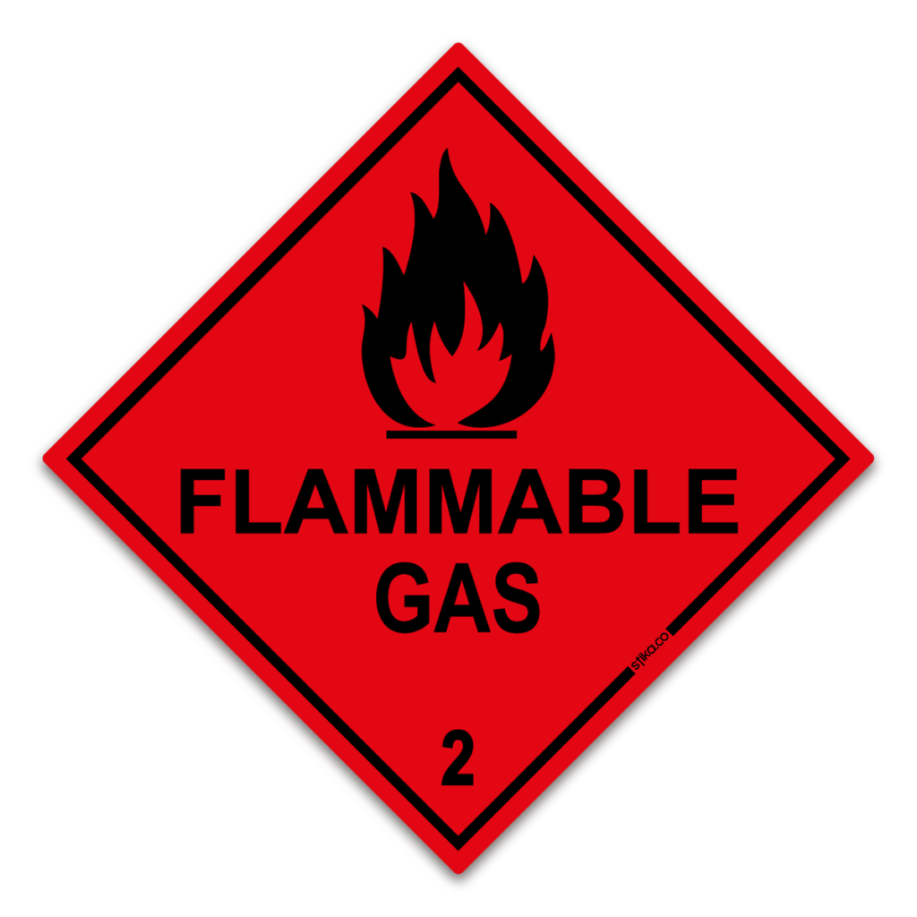 Flammable Gas 2, Hazchem HSE red diamond sticker
