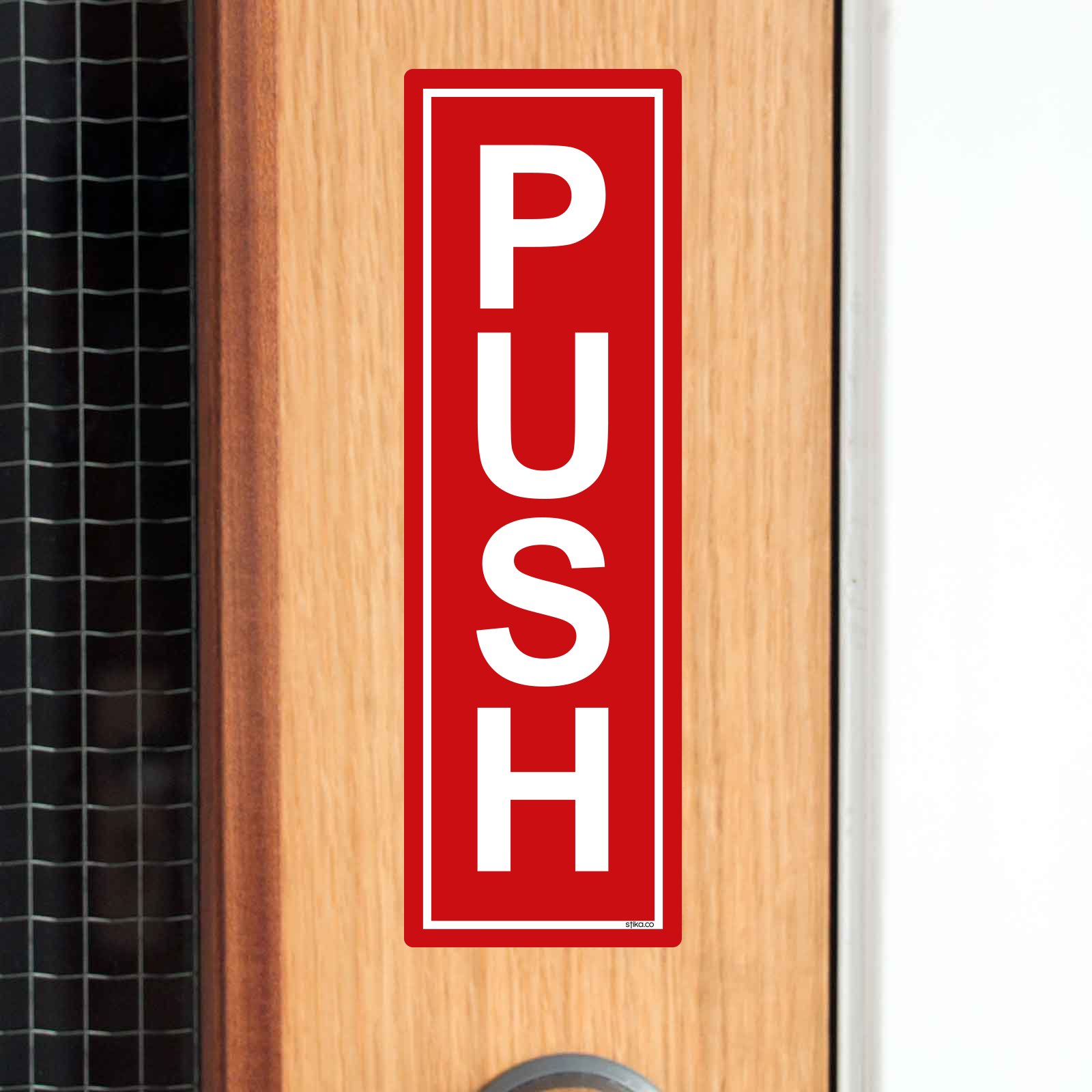 Red Push Pull Door Stickers - Access Awareness Door Signs