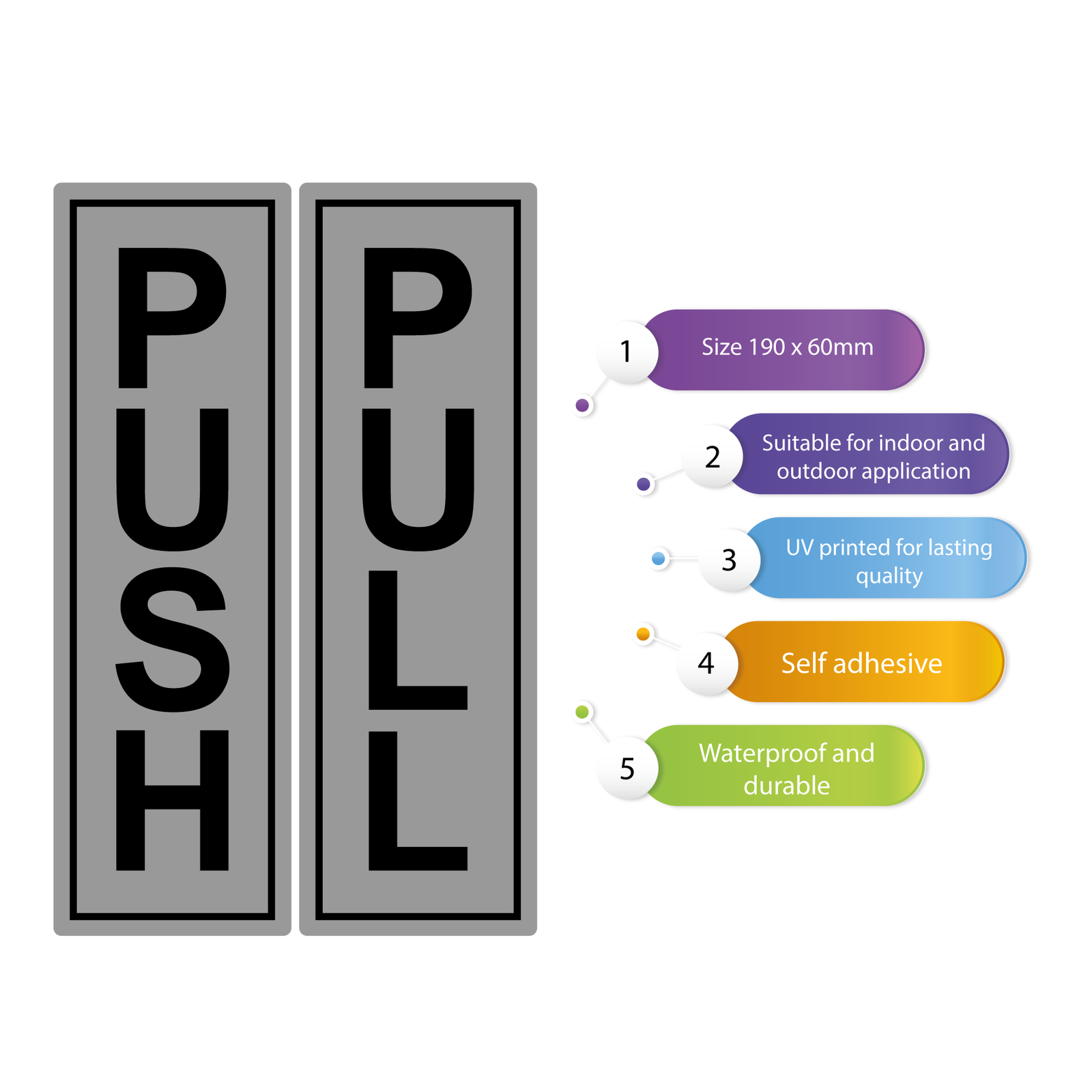 Silver Push Pull Door Stickers - Access Awareness Door Signs Silver Push Pull Door Stickers - Access Awareness Door Signs