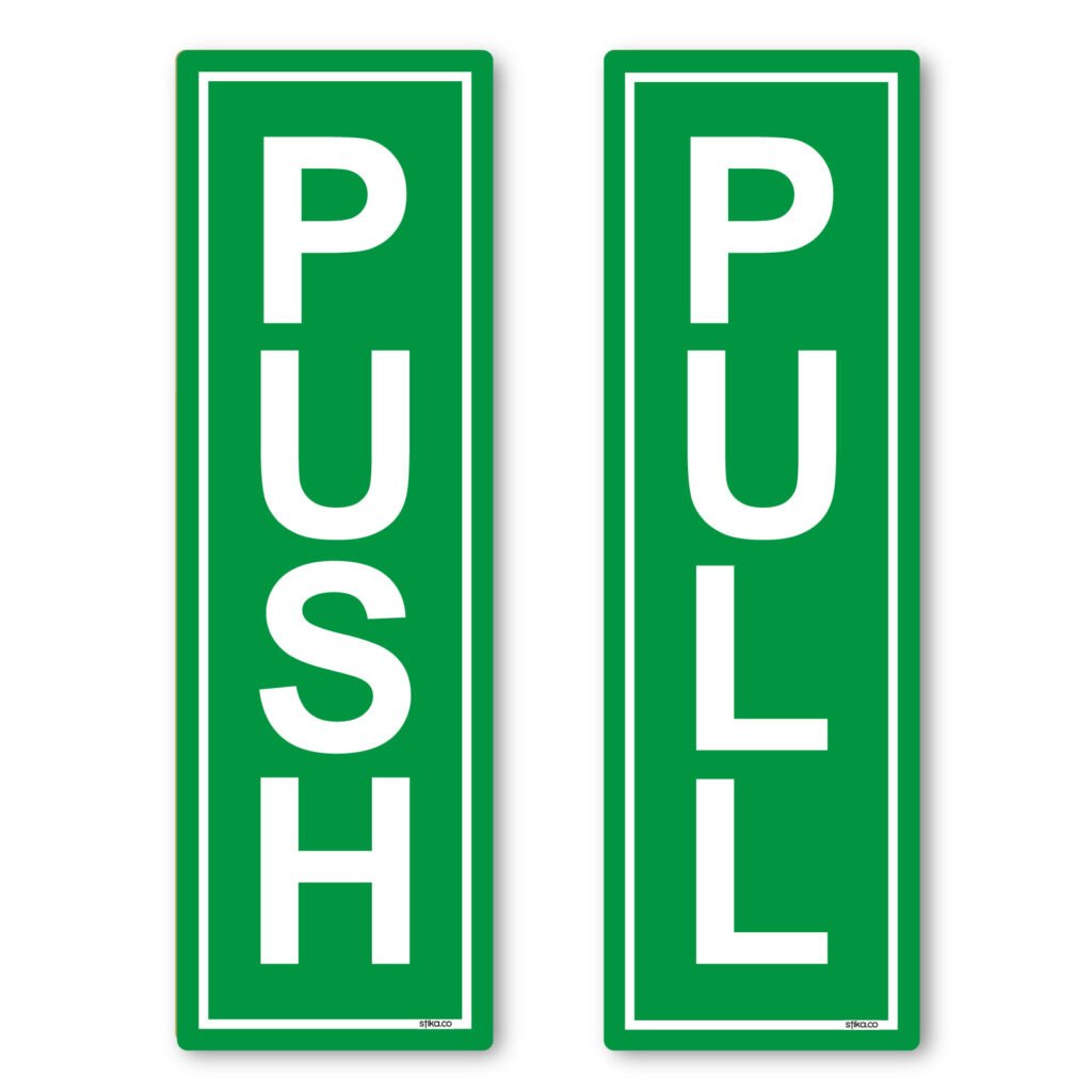 Green Push Pull Door Stickers - Access Awareness Door Signs