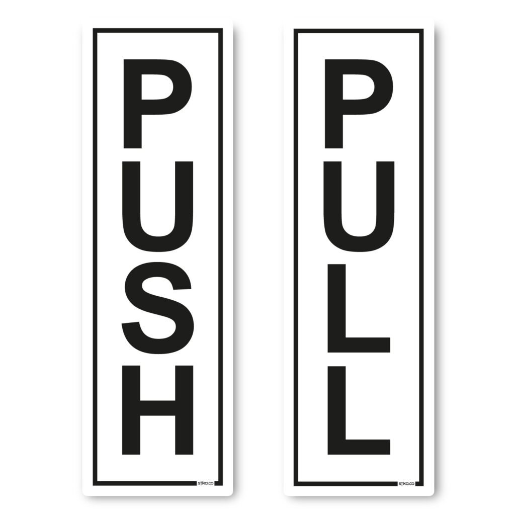 White Push Pull Door Stickers - Access Awareness Door Signs