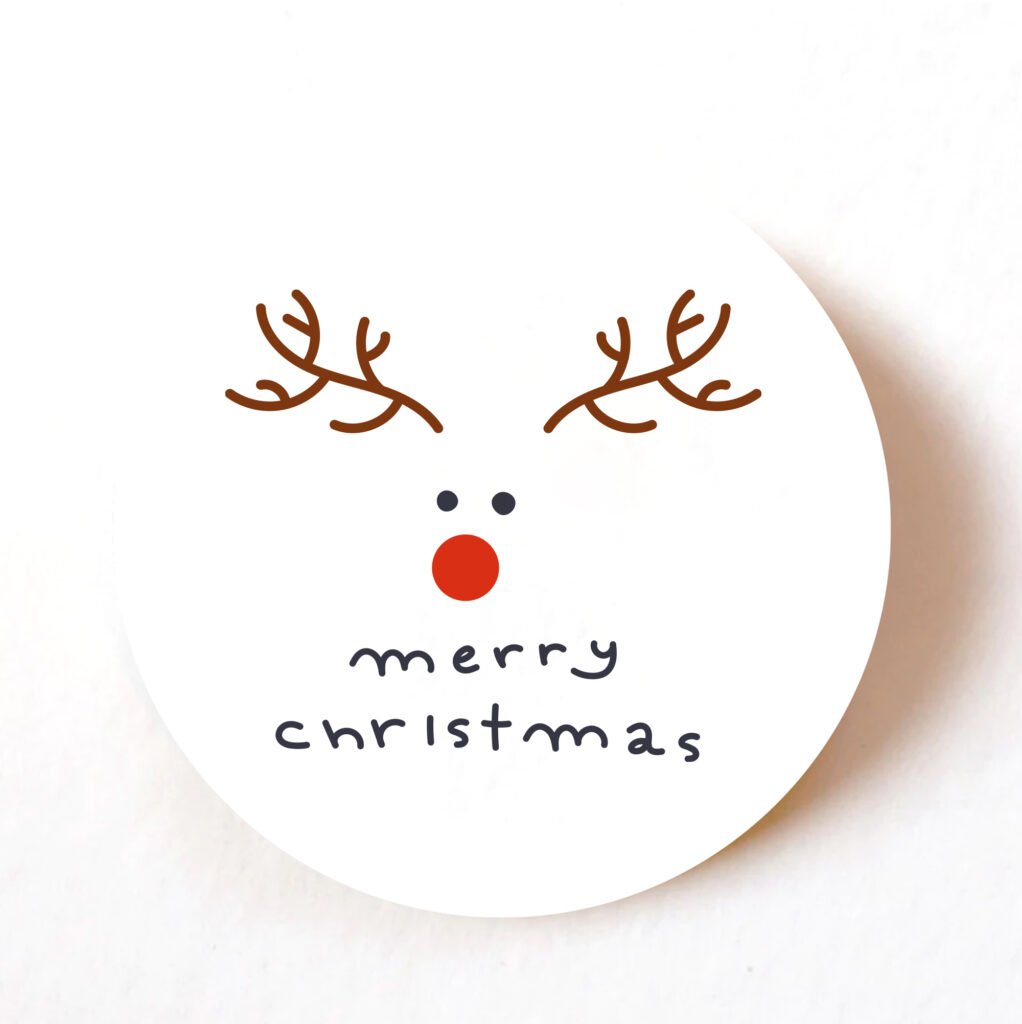 Rudolph Reindeer Christmas Stickers – Pack 24, 40mm Christmas Paper ...